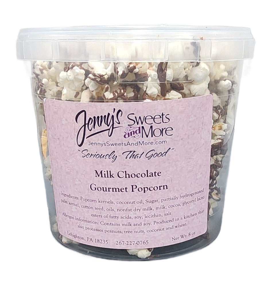 Gourmet Milk Chocolate Drizzled Popcorn Flavor Options | Jenny's Sweets ...