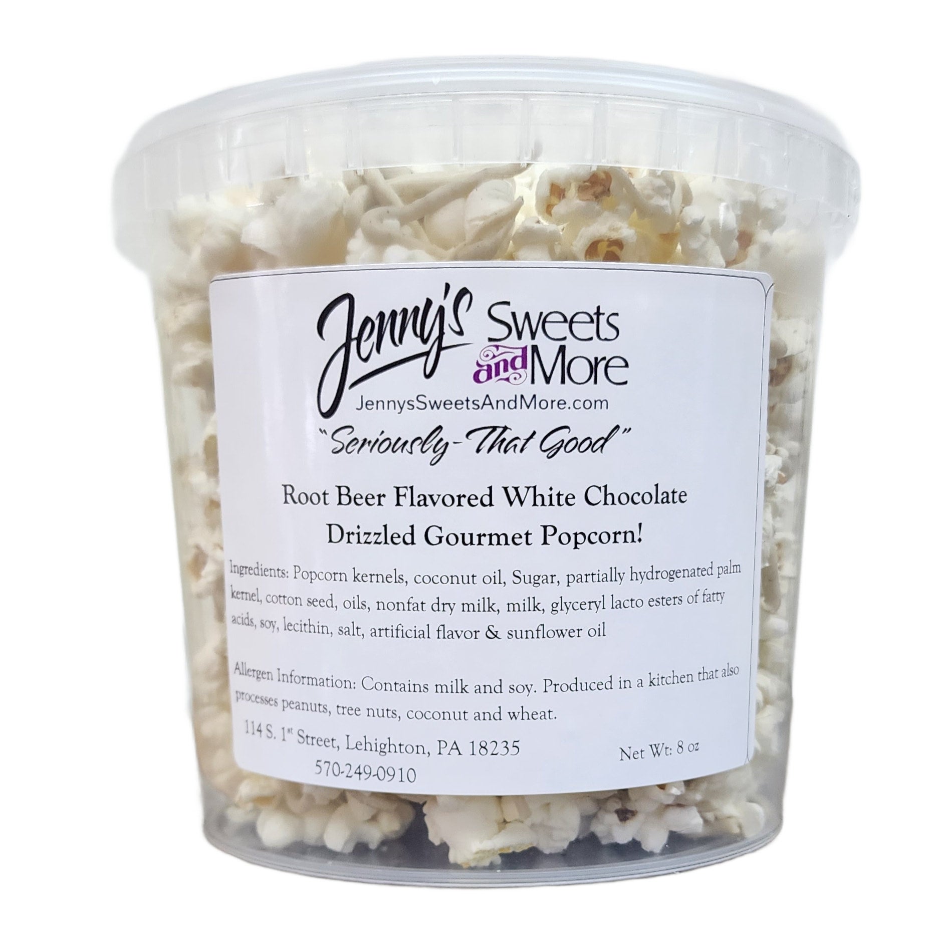Gourmet Root Beer Flavored White Chocolate Drizzled Popcorn | Jenny's ...